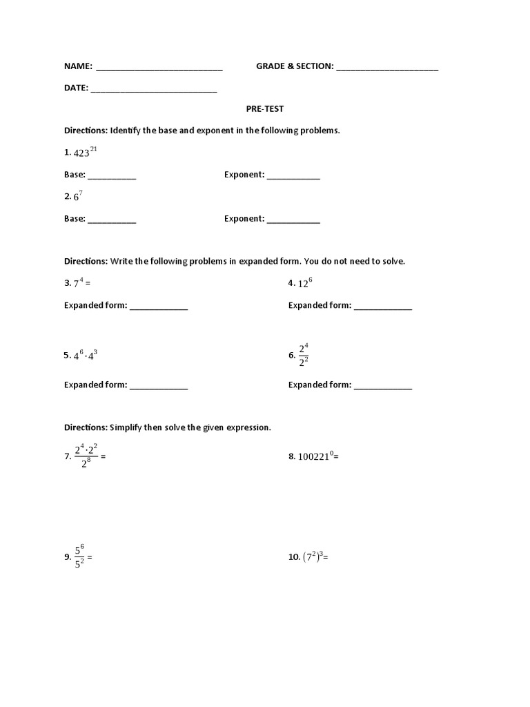Math 190 - PRE-POST-TEST | PDF | Evaluation | Biostatistics