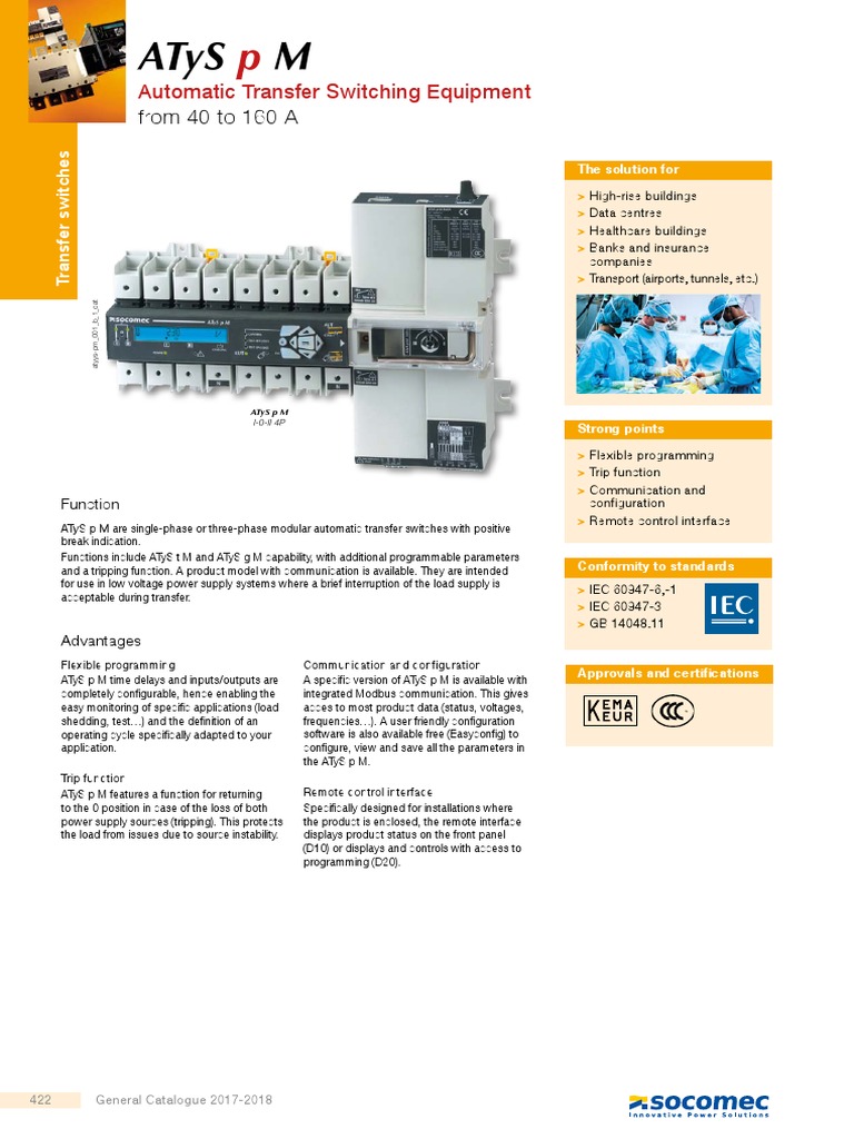 Change Over Socomec ATYS-PM | PDF | Power Supply | Computing