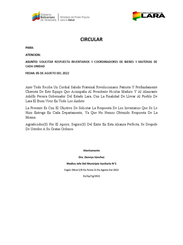 Circular 11 de Agostos 2022 | PDF