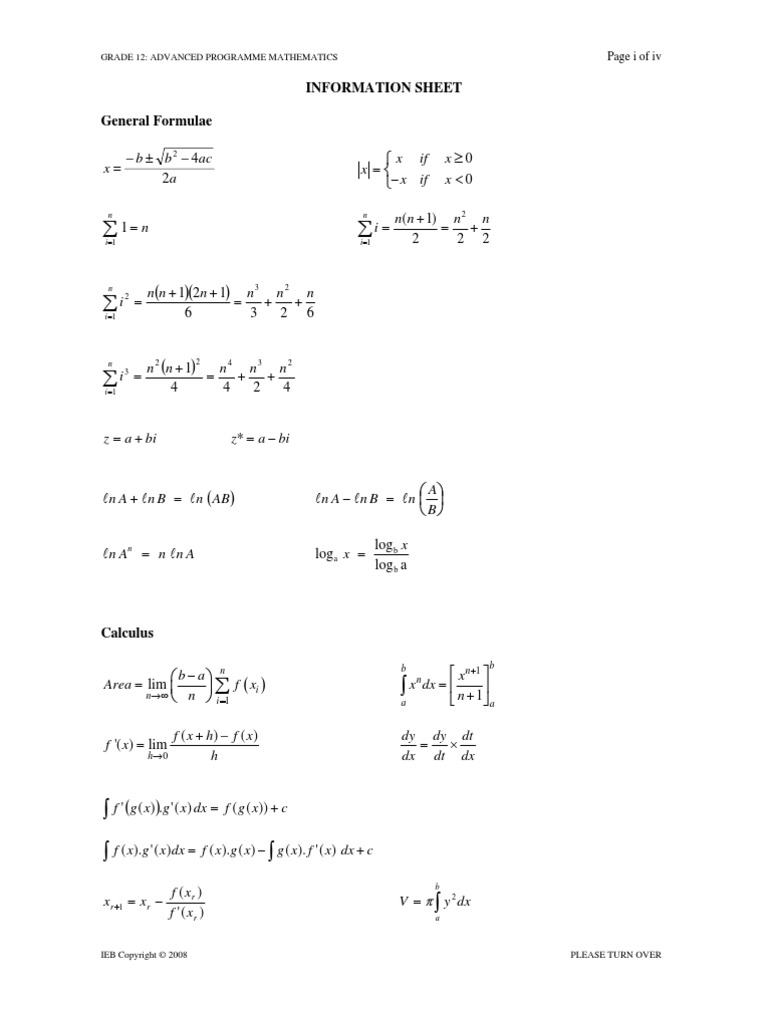 Formula Sheet