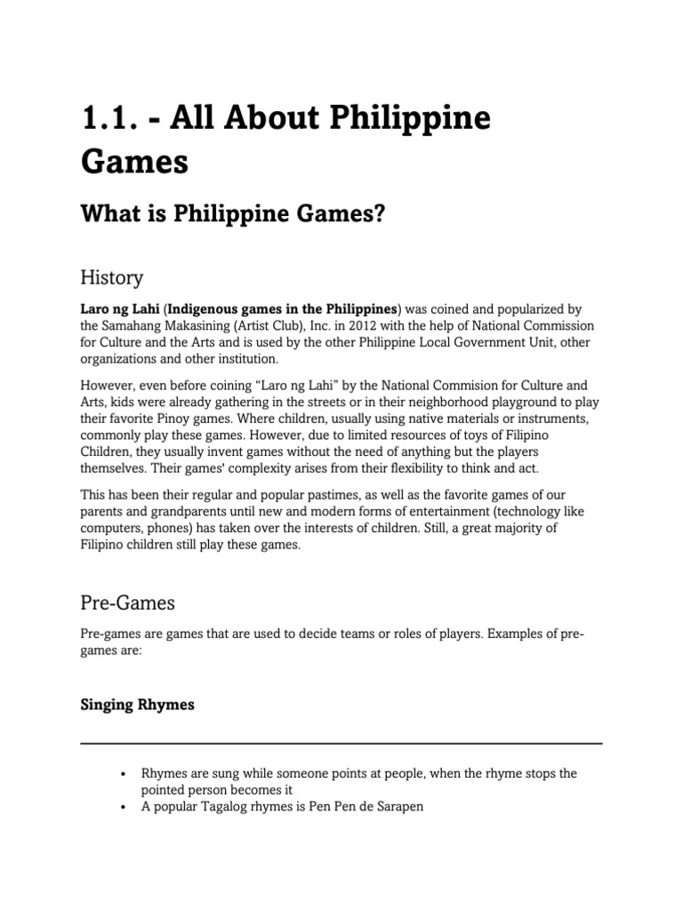 1module 1 - All About Philippine Games & Formula Games | PDF