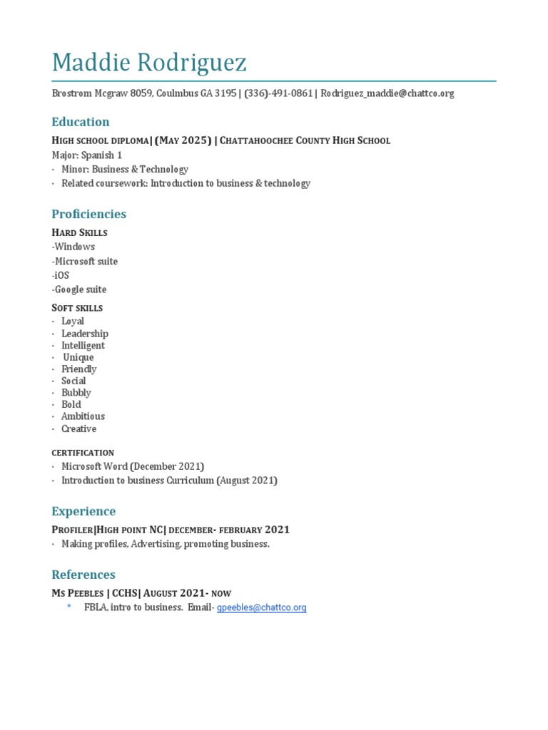 Maddie Rodriguez Resume | PDF | Career & Growth