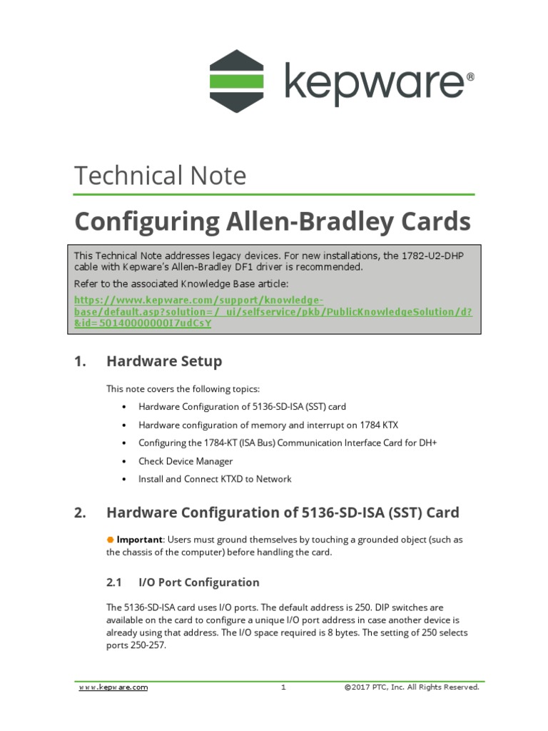 Configuring Allen-Bradley Cards | PDF | Ibm Pc Compatibles | Computer ...
