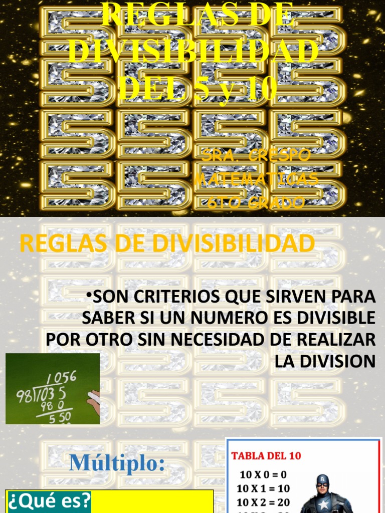 REGLAS DE DIVISIBILIDAD DEL 5 y 10 | PDF | Matemática Elemental ...