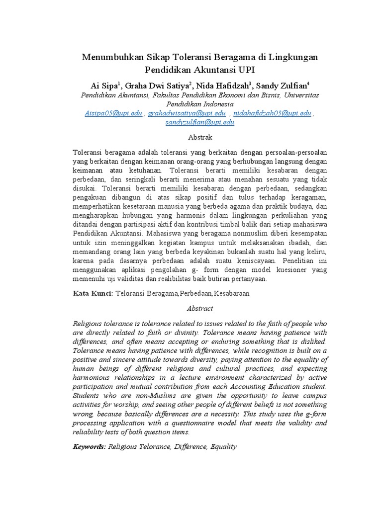 Toleransi Beragama di Pendidikan Akuntansi | PDF
