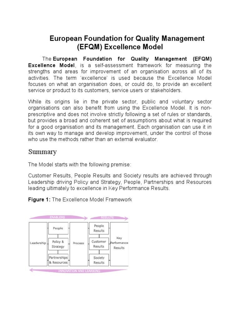 European Foundation For Quality Management (EFQM) Excellence Model ...