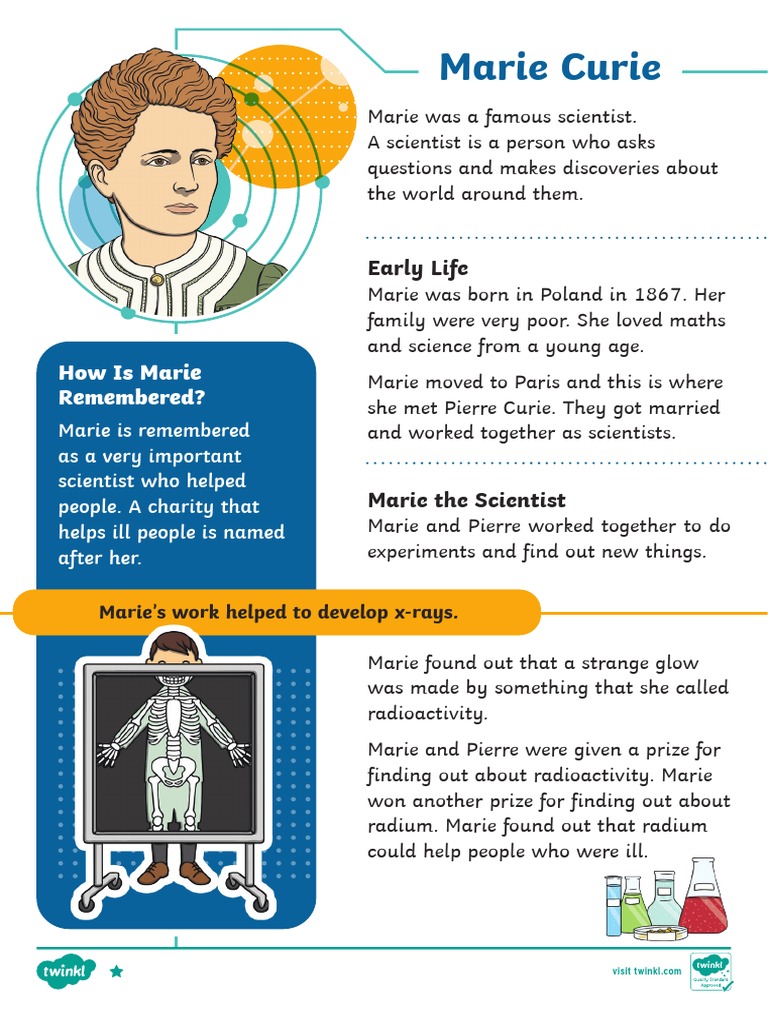 KS1 Marie Curie Differentiated Reading Comprehension Activity | PDF ...