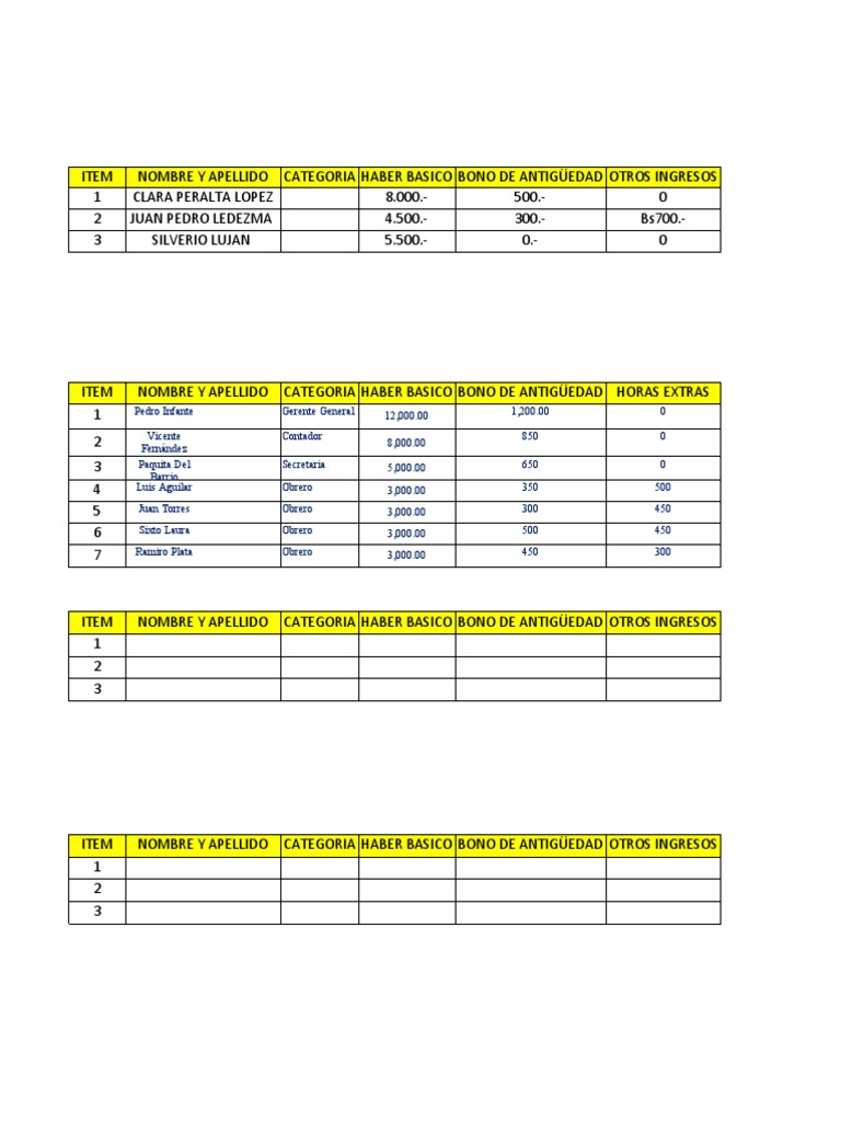 Planilla de Sueldos Contabilidad | PDF