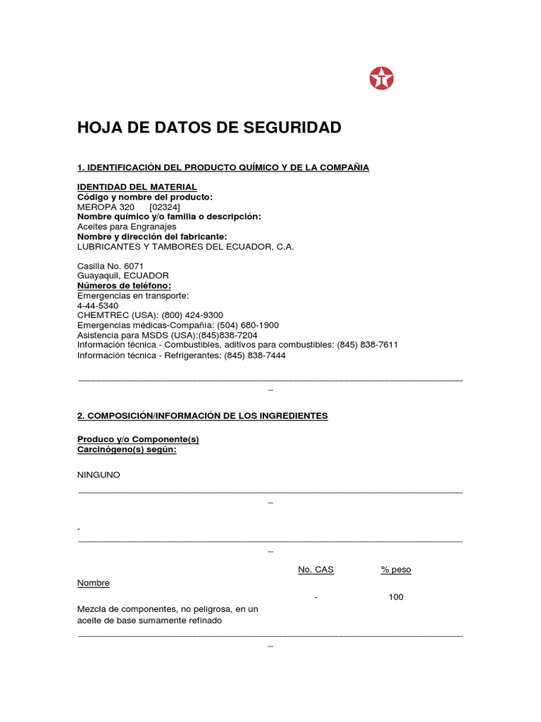 Aceite Meropa 320 | PDF | Agua | Contaminación
