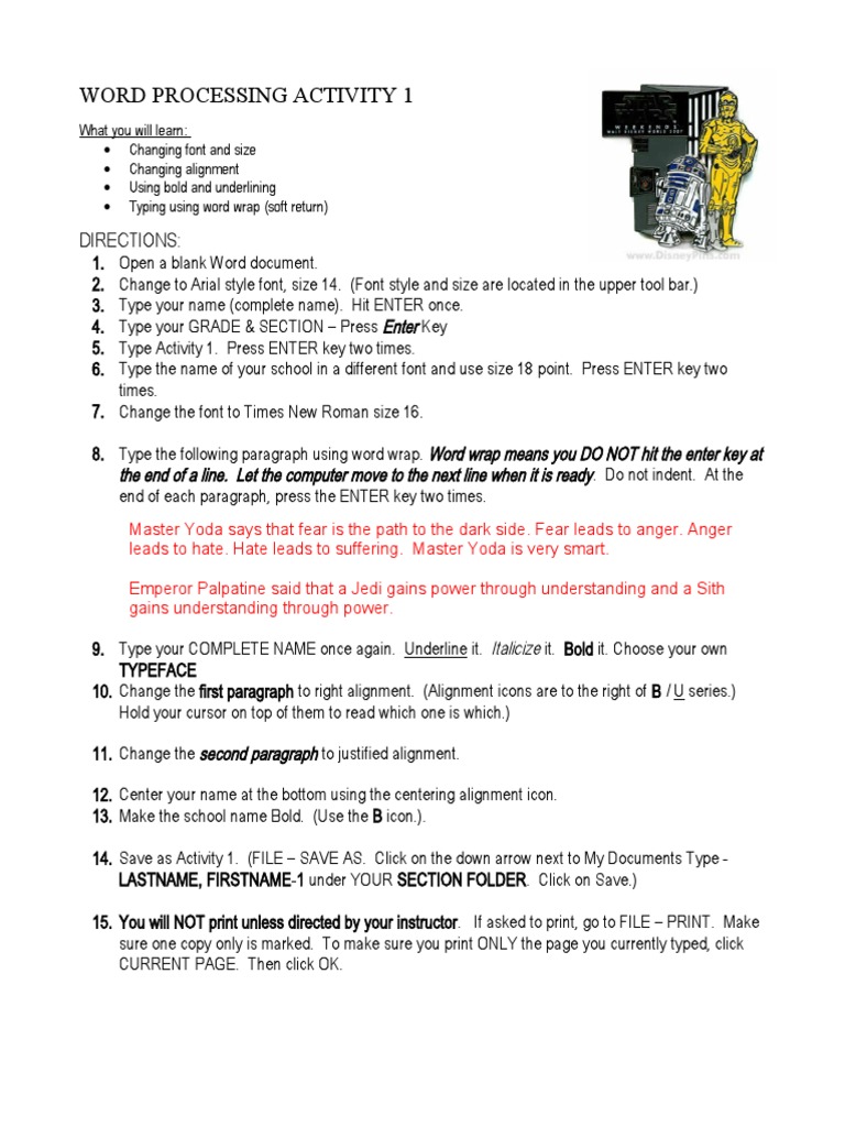 Word Processing Basics Guide | PDF