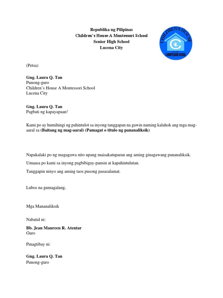 Liham Pahintulot | PDF