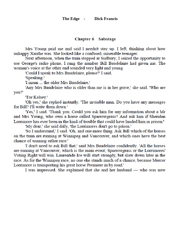 L6 - Dick Francis - The Edge - Ch6-Ch10 | PDF