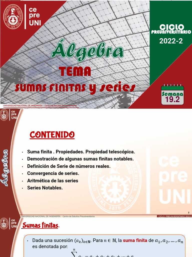 S19.2 - Sumas Finitas y Series | PDF | Series (Matemáticas) | Aritmética