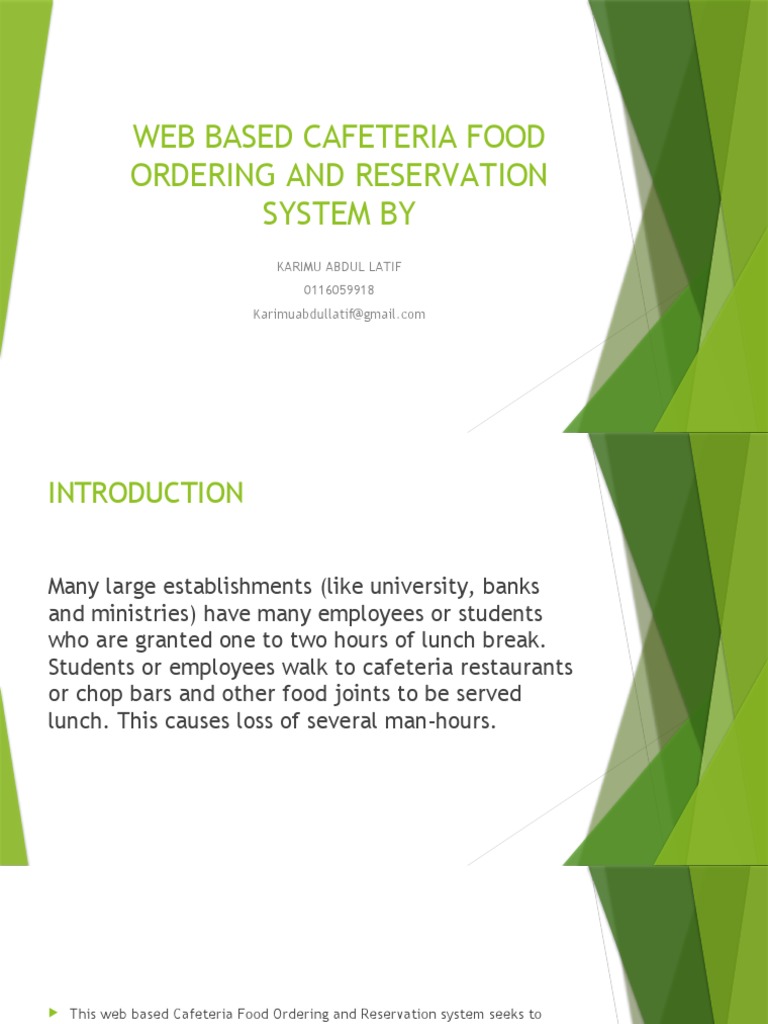 Web Based Cafeteria Food Ordering and Reservation System | PDF | Menu ...