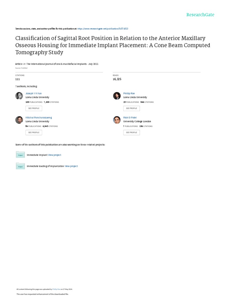 JOMI2011 Sagittal Root Position Kan | PDF | Dental Implant | Periodontology