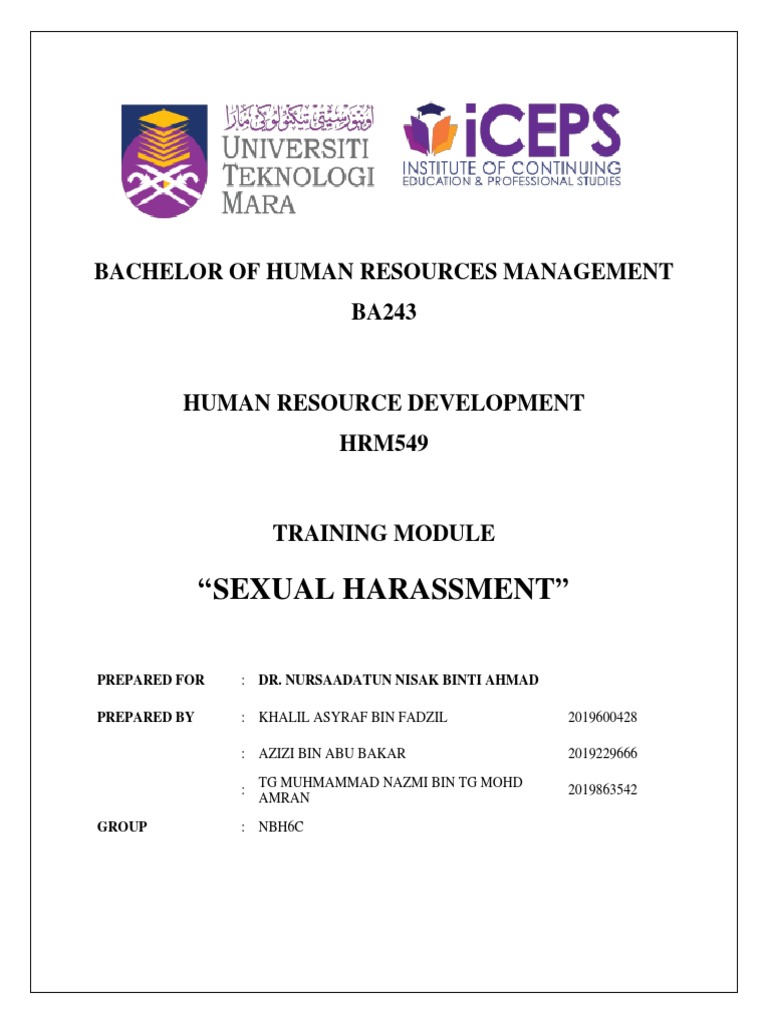 Training Module - Sexual Harassment | PDF | Needs Assessment | Sexual ...