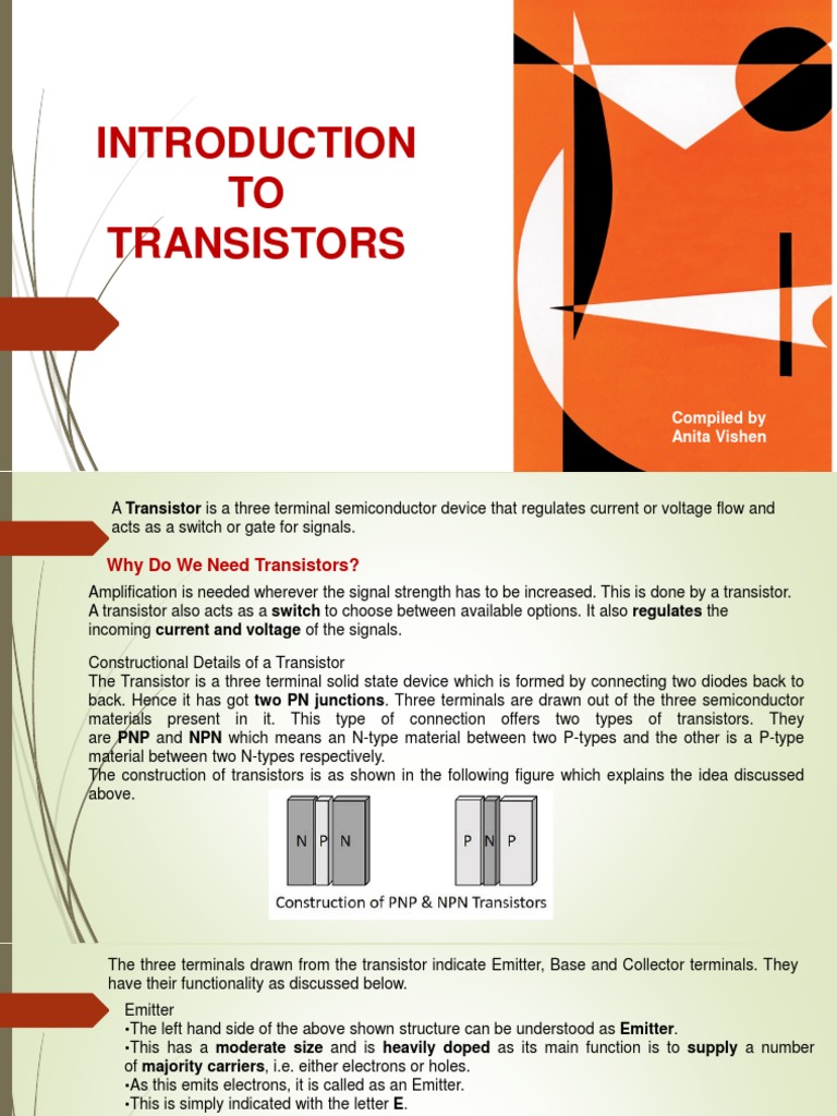 Transistors 1-Introduction To Transistors | PDF | Bipolar Junction Transistor | Transistor