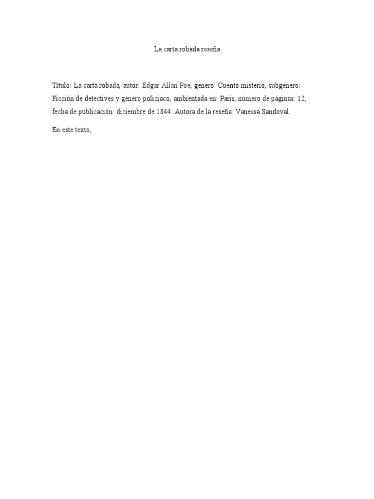 La Carta Robada Reseña Pdf