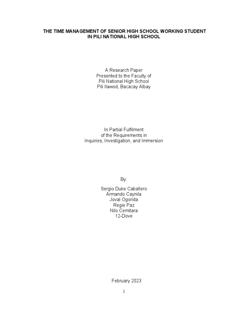 Time Management of Working Students | PDF | Goal | Goal Setting