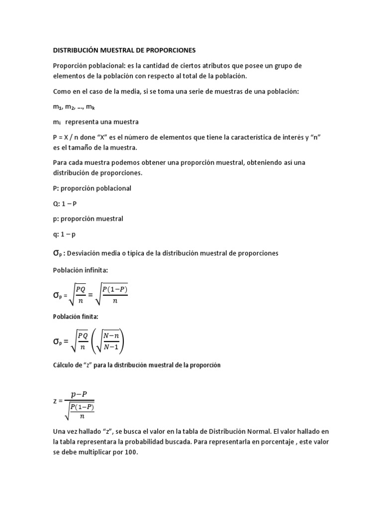 Distribución Muestral de Proporciones | PDF | Muestreo (Estadísticas) | Estadísticas