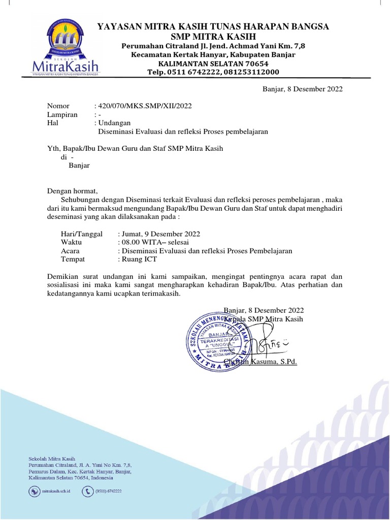 Surat Undangan Desiminasi | PDF