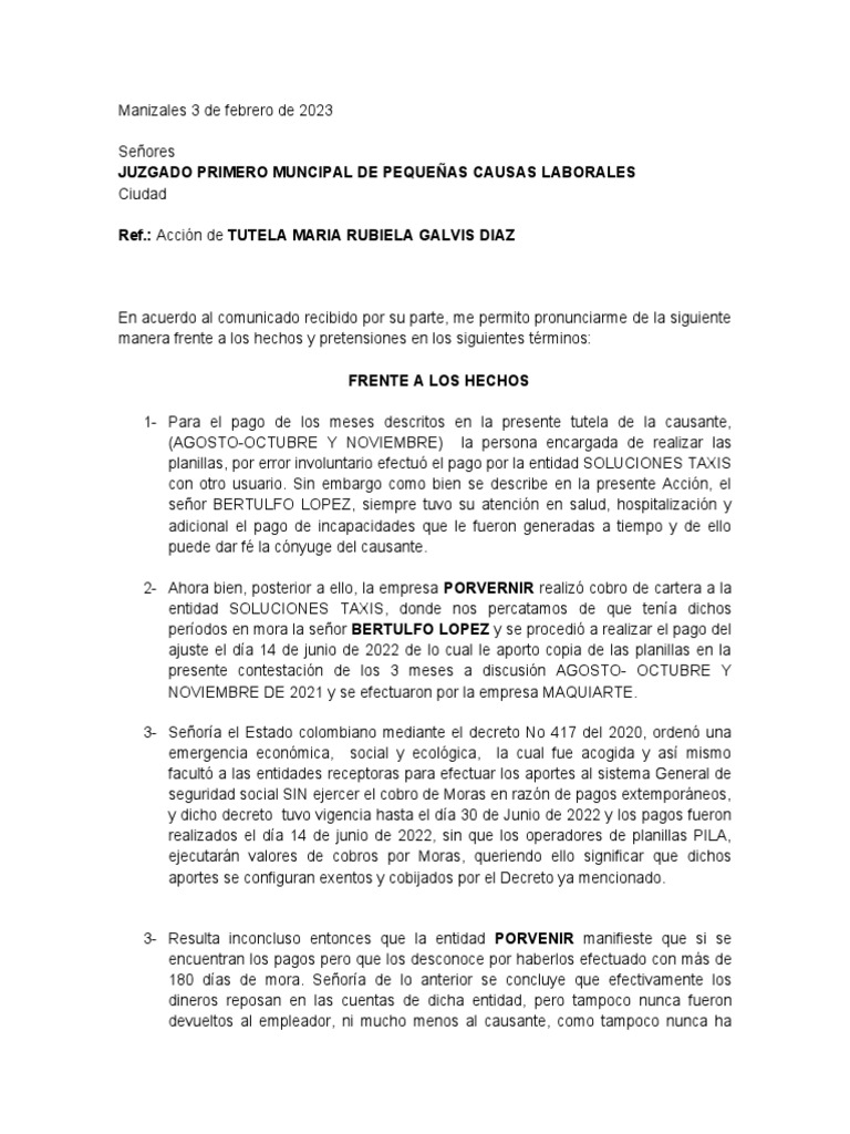Contestacion Bertulfo | PDF | Finanzas y dinero | Derecho