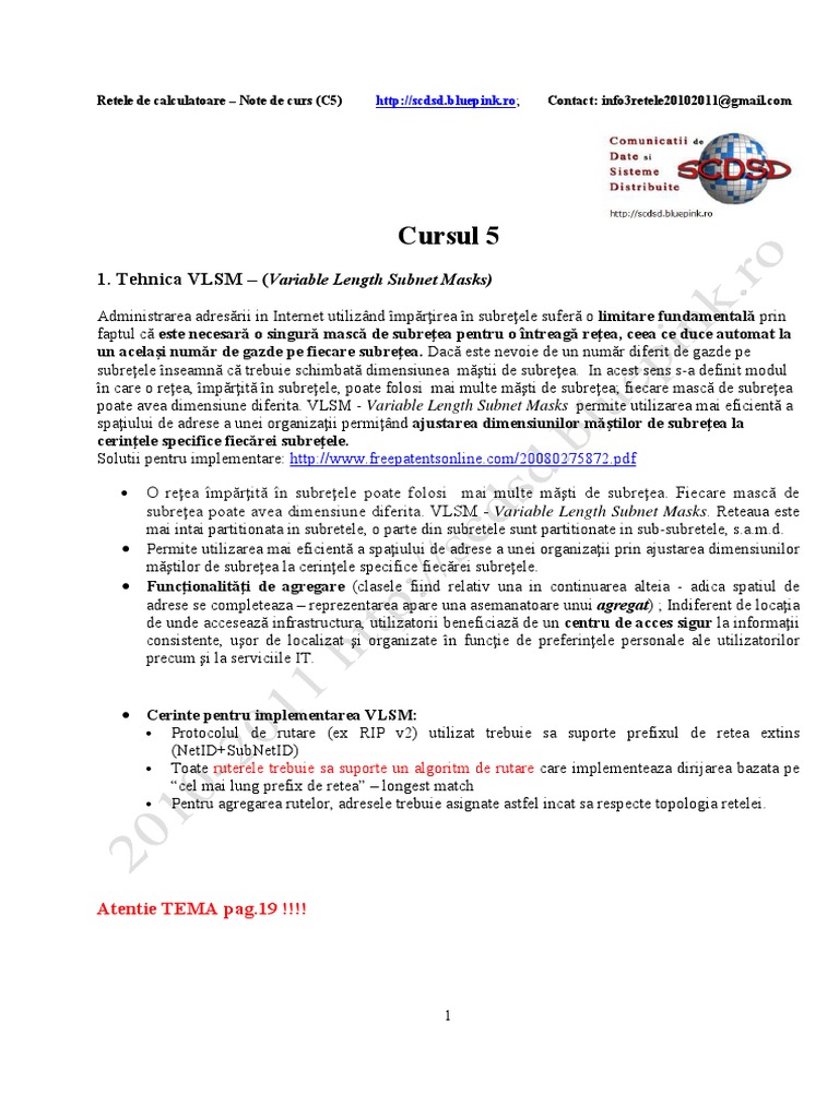Retele de Calculatoare - Cursul 5 | PDF