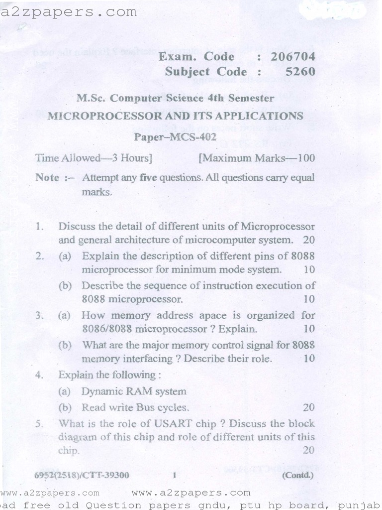 Ma - MSC Cs 4th Sem - 2018 | PDF | Microprocessor | Classes Of Computers