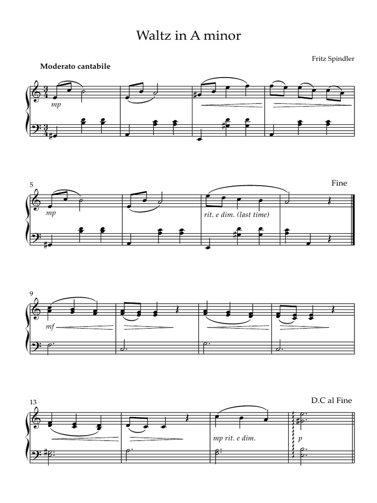 SPINDLER Waltz in A Minor - Full Score | PDF
