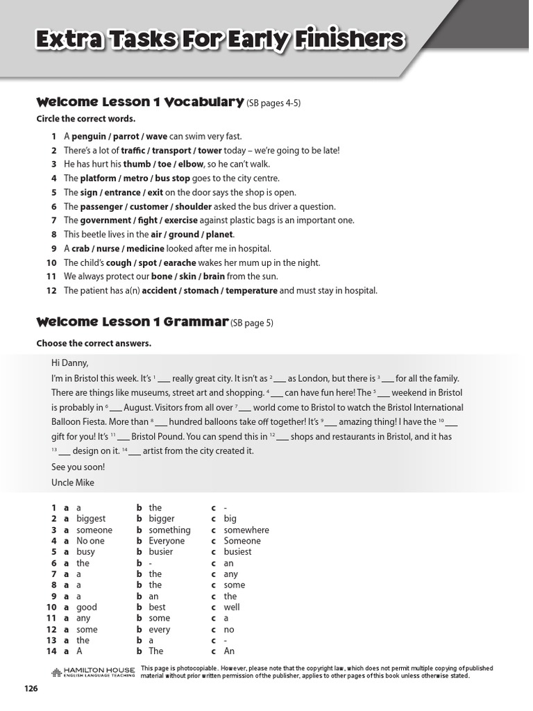 Amazing English 3 Extra Tasks & Key | PDF | Copyright | Books