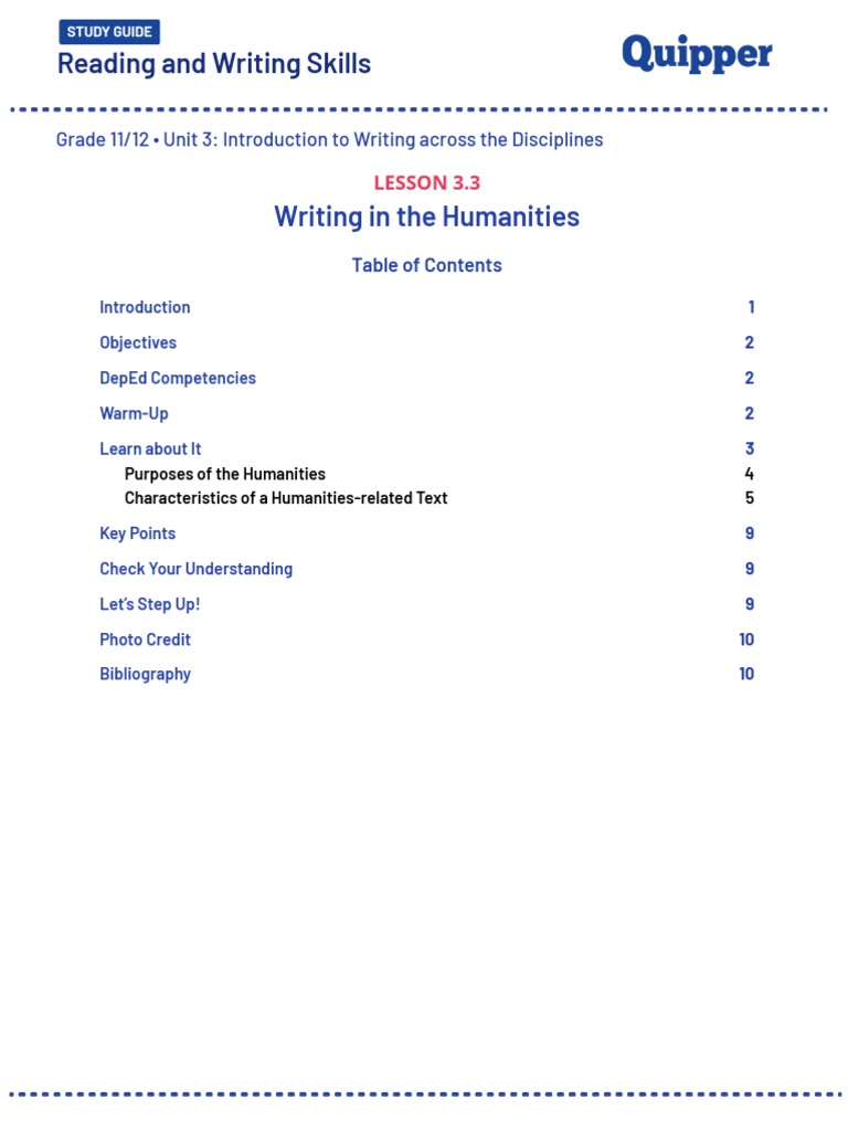Writing in the Humanities: Key Concepts | PDF | Humanities | Expert