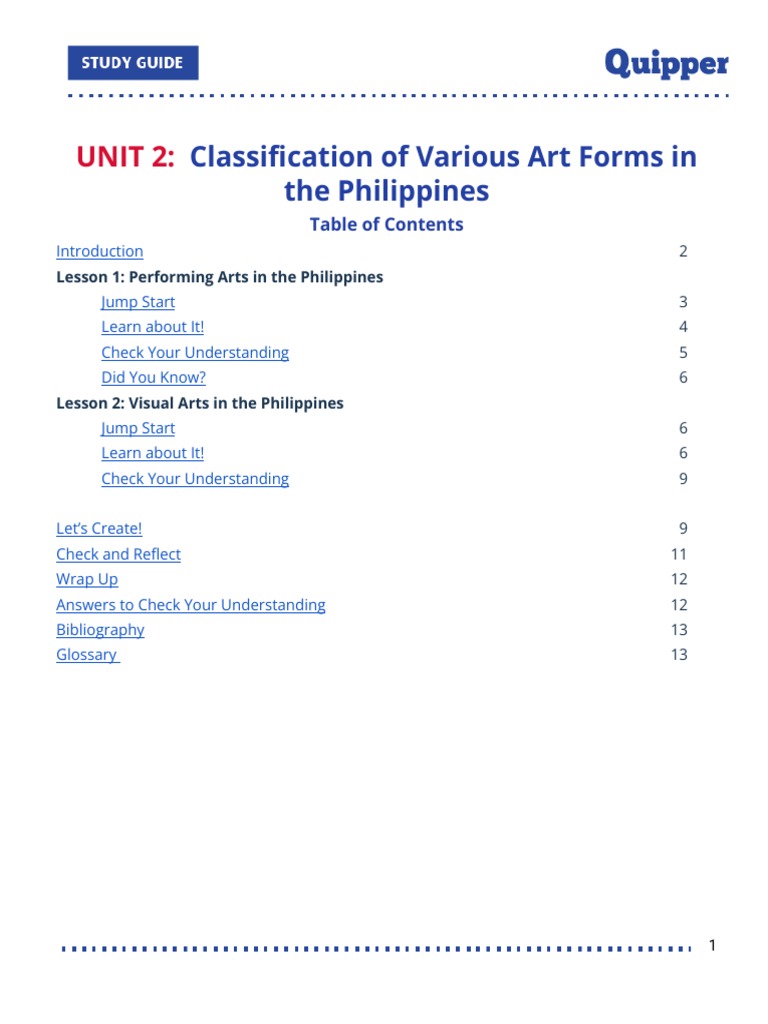 Unit 2 Classification of Various Art Forms in The Philippines | PDF ...