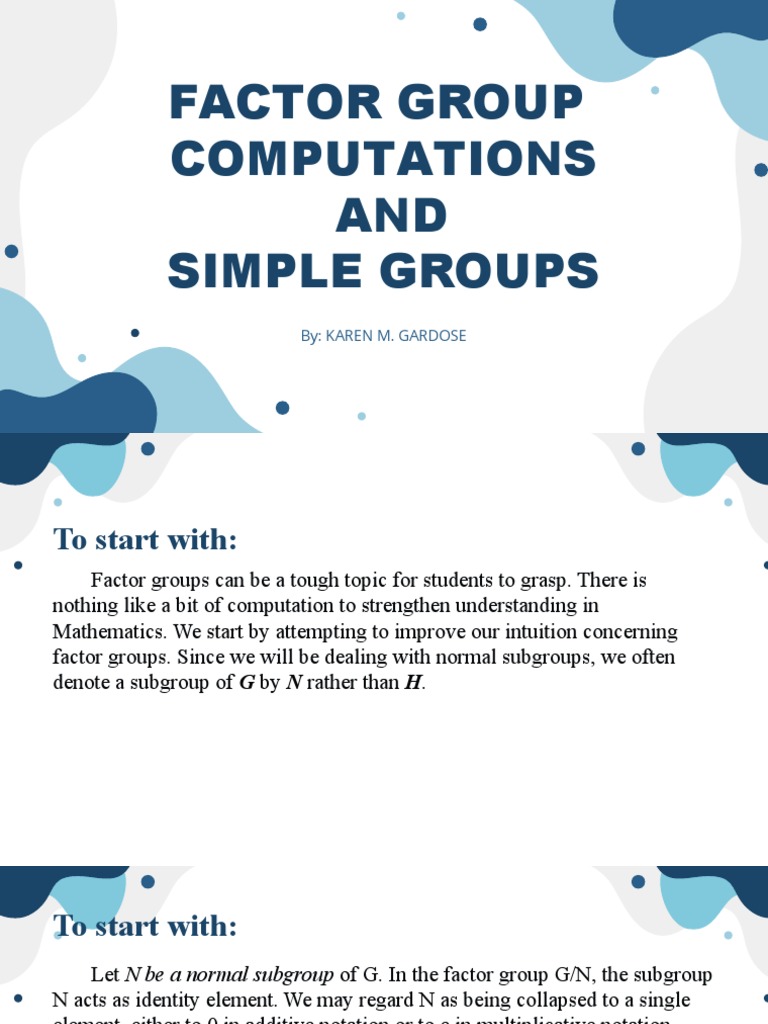 Factor Group Computations and Simple Groups | Download Free PDF | Group ...