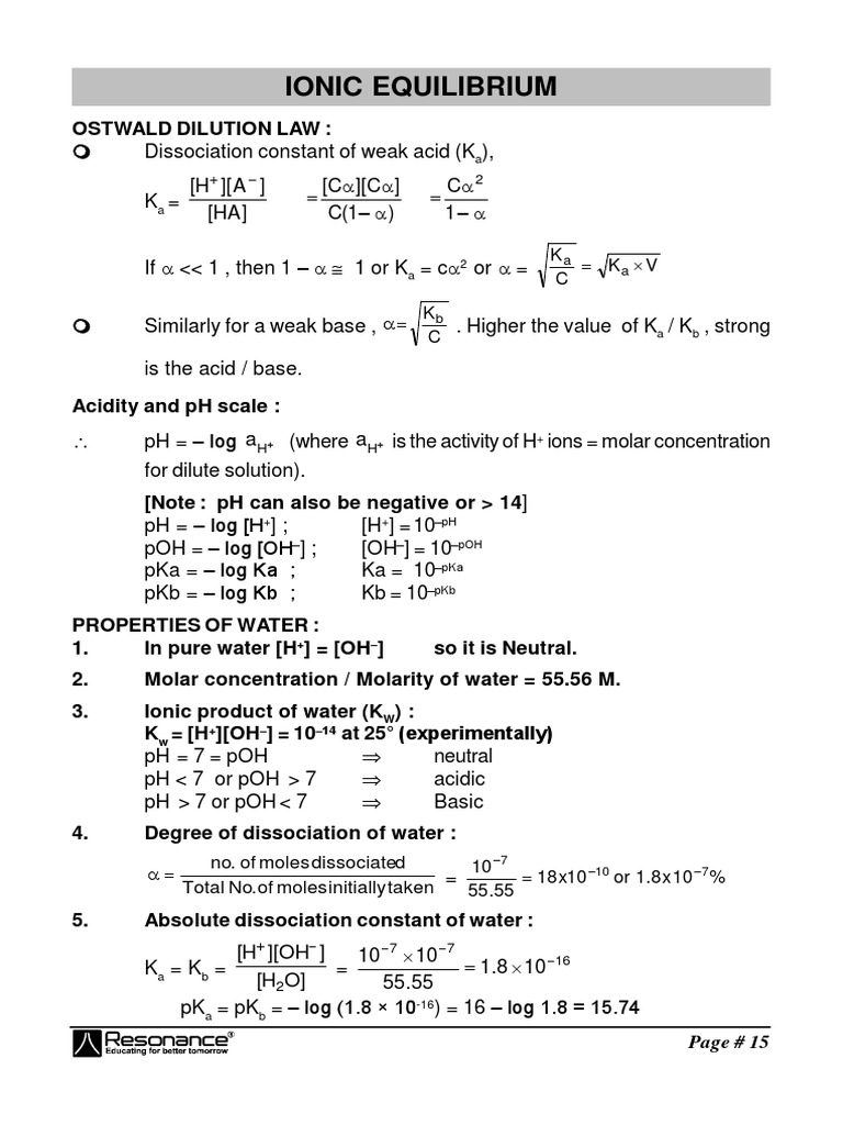 6.ionic Equilibrium Theory | PDF | Ph | Acid Dissociation Constant