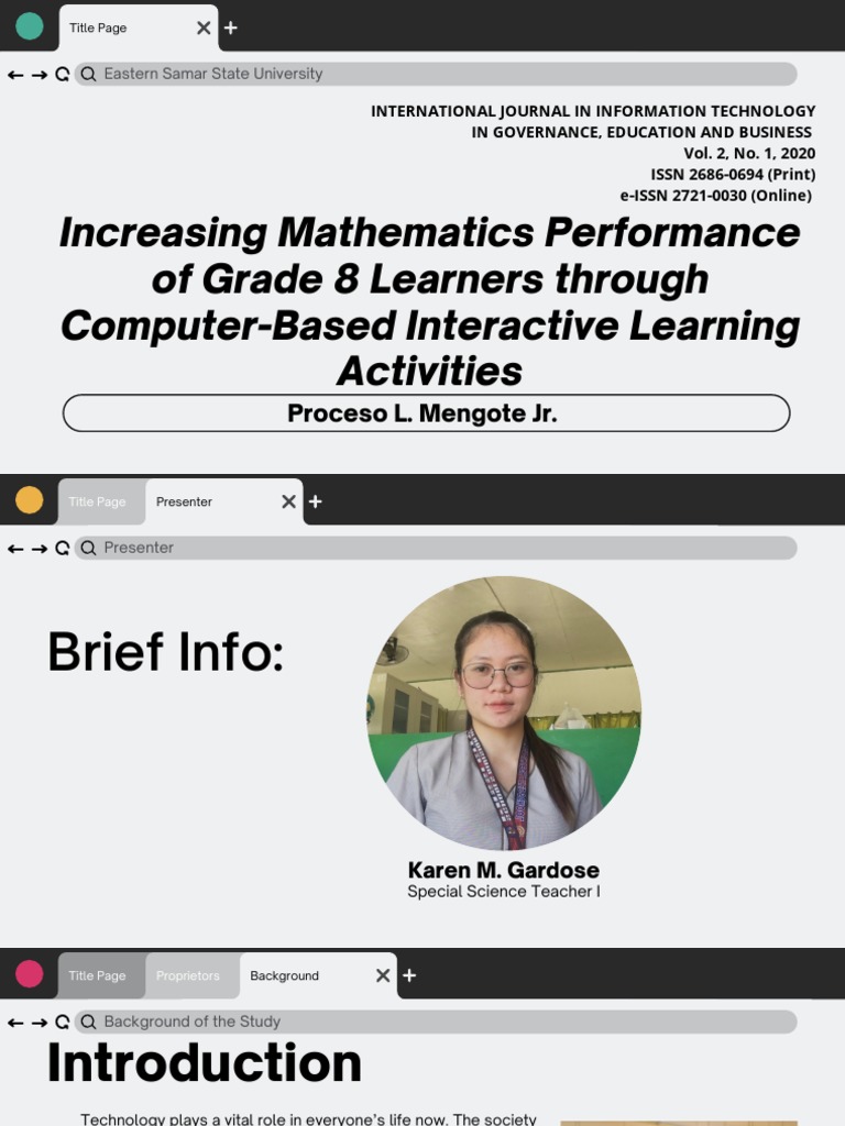 GARDOSE-Increasing Mathematics Performance of Grade 8 Learners Through Computer-Based ...