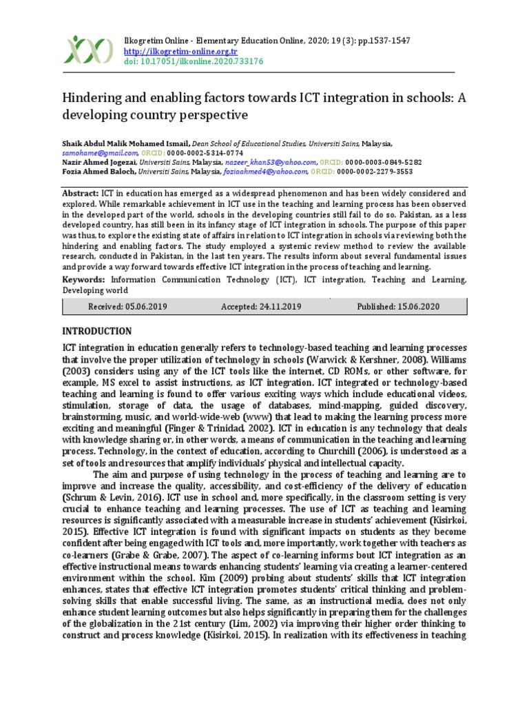 ICT Integration in Pakistan's Schools | PDF | Educational Technology ...