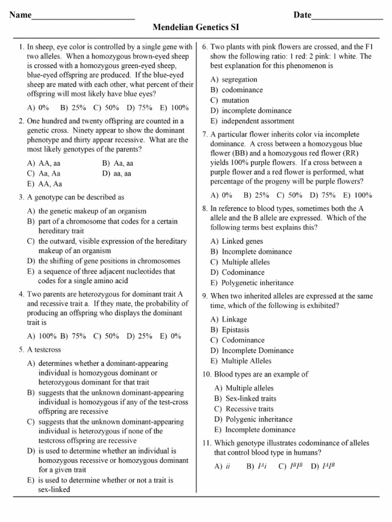 Mendelian Genetics Practice | PDF