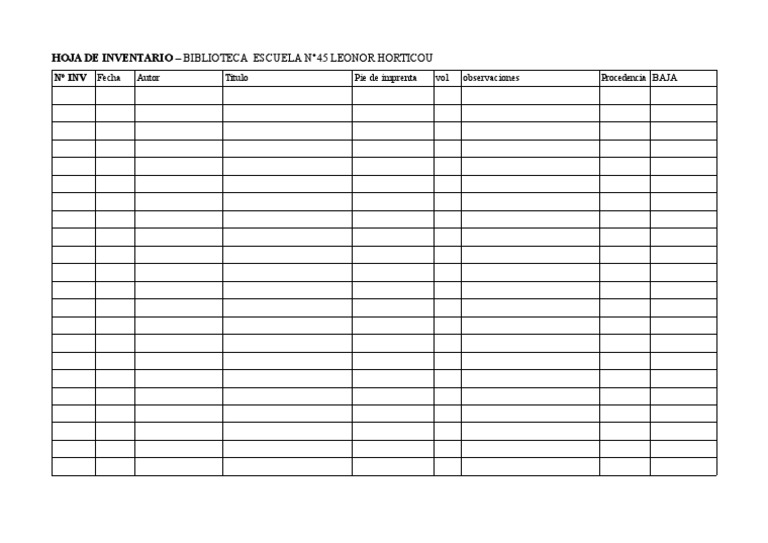 Inventario Biblioteca | PDF