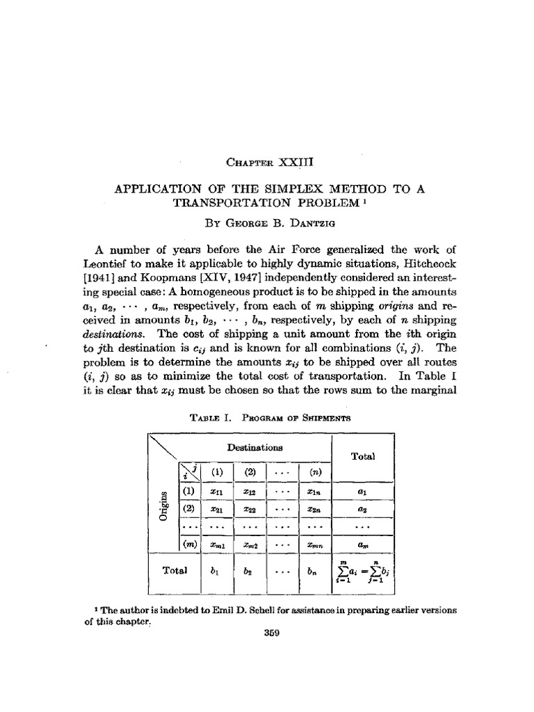 Dantzig Using Simplex For Transportation Cowles Monograph | PDF