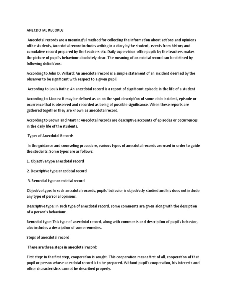 ANECDOTAL RECOR-WPS Office | PDF | Teachers | Attention
