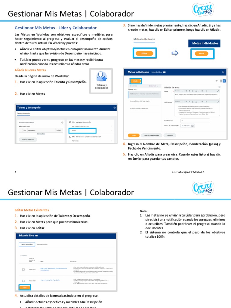 Gestionar Mis Metas en Workday - Colaborador | Descargar gratis PDF ...