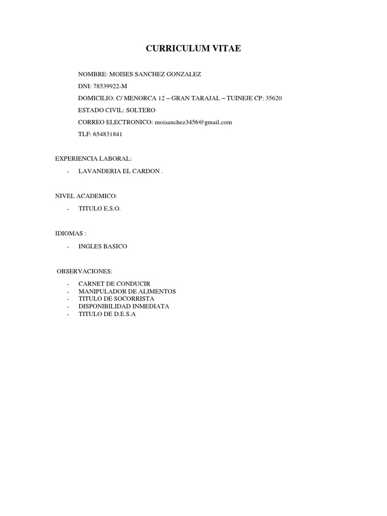 Curriculum Vitae. Moi Normal | PDF