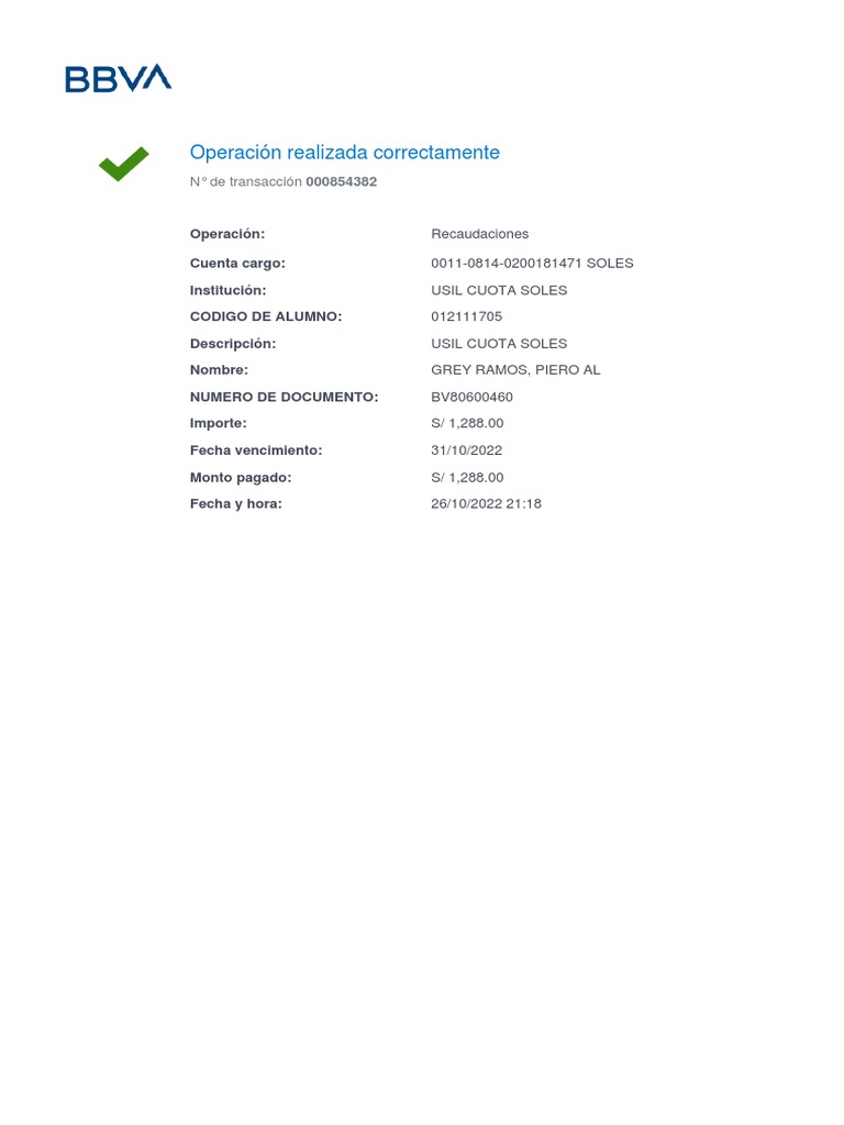 (BBVA) Pago Servicio | PDF