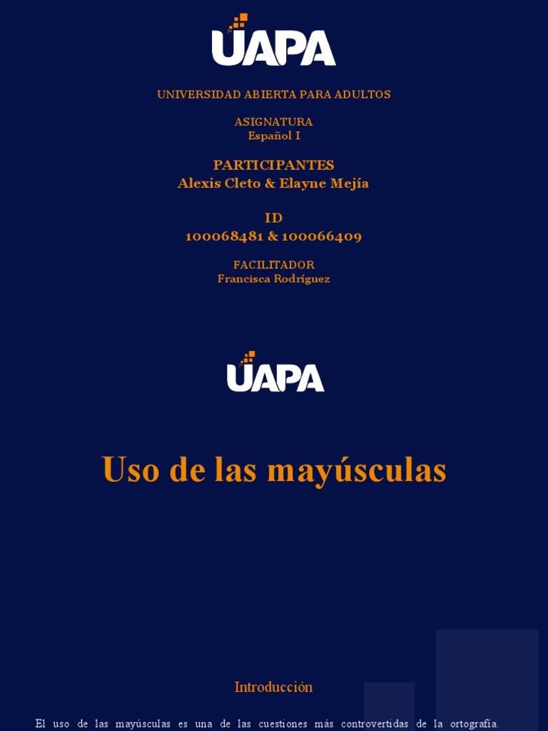 Presentacion Uso de Las Mayusculas | PDF | Palabra | Lingüística