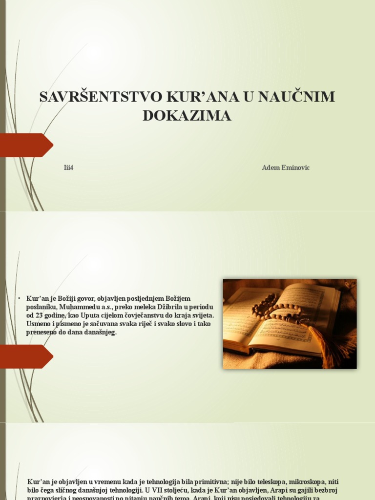 Savrsenstvo Kur Ana U Naucnim Dokazima Adem Eminovic | PDF