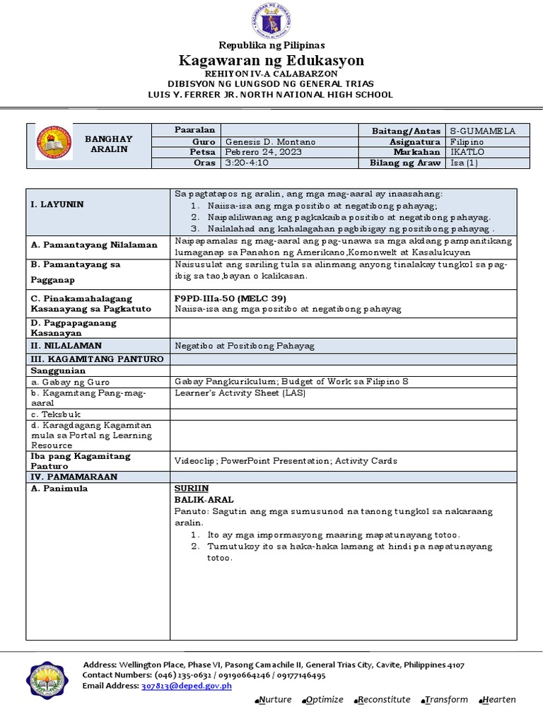 Kagawaran NG Edukasyon | PDF