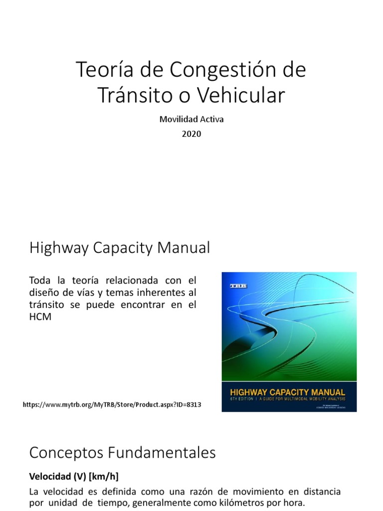 Teoría de Congestión Vehicular | PDF | La congestión del tráfico ...