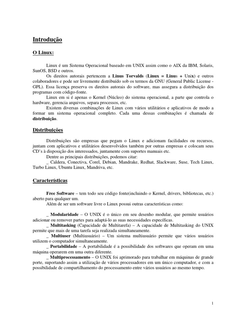 Apostila Basica De Linux Pdf Shell Informática Linux