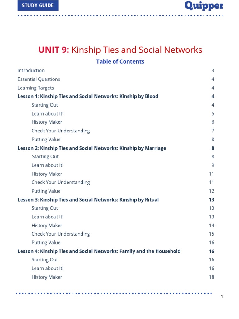 UCSP Unit 9 Kinship Ties and Social Networks | PDF | Family | Kinship