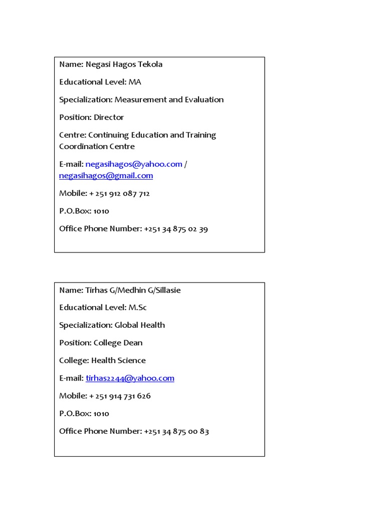 Information For Business Card | PDF | Science